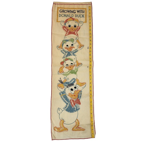 Disney | Accents | Vintage Disney Donald Duck Needle Point Growth Chart ...